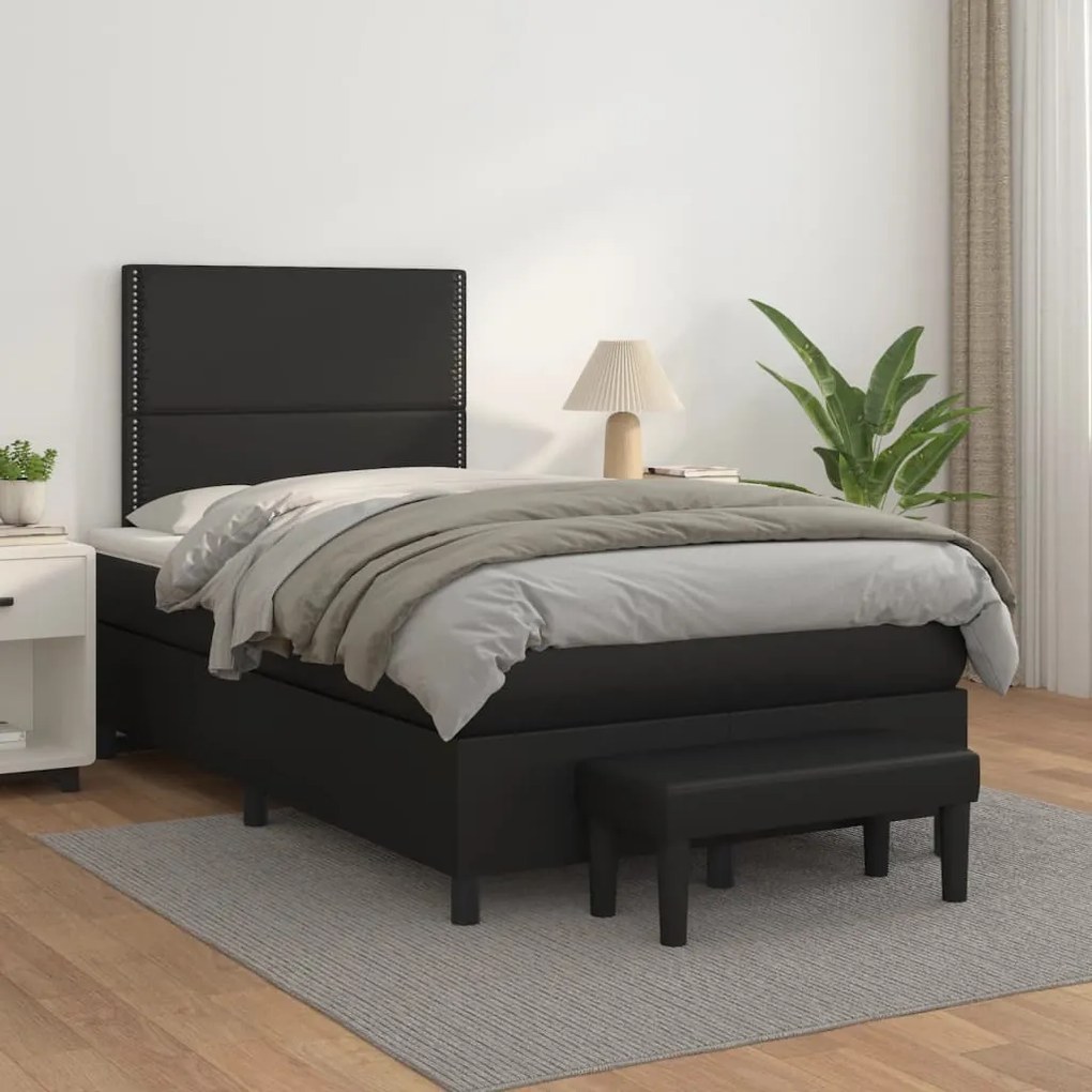 Box spring postel s matrací černá 120 x 200 cm umělá kůže 3137593