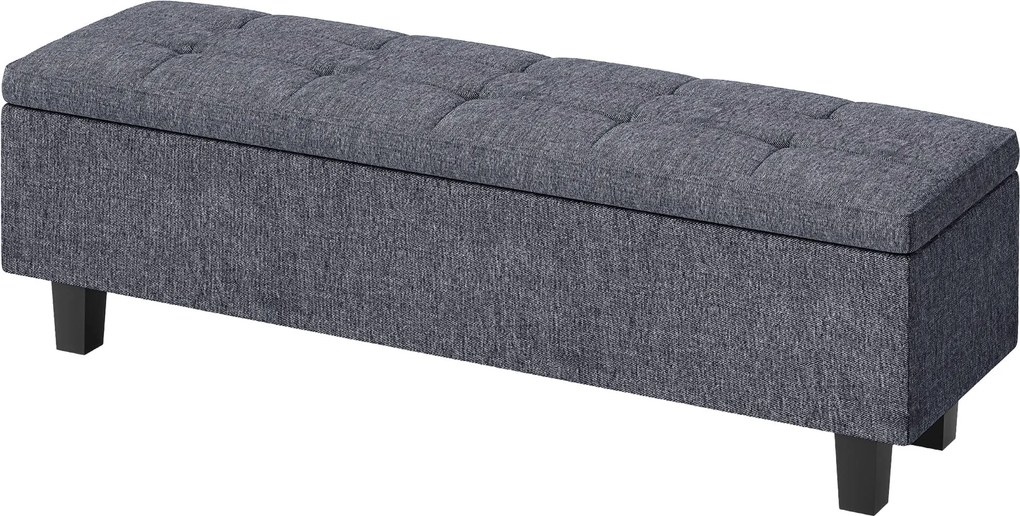 HOMCOM Úložná lavice, polstrovaná lavice s vzhledem lnu, dřevěné nohy, moderní lavice na konci postele pro chodbu, ložnici, obývací pokoj, 138 x 40 x