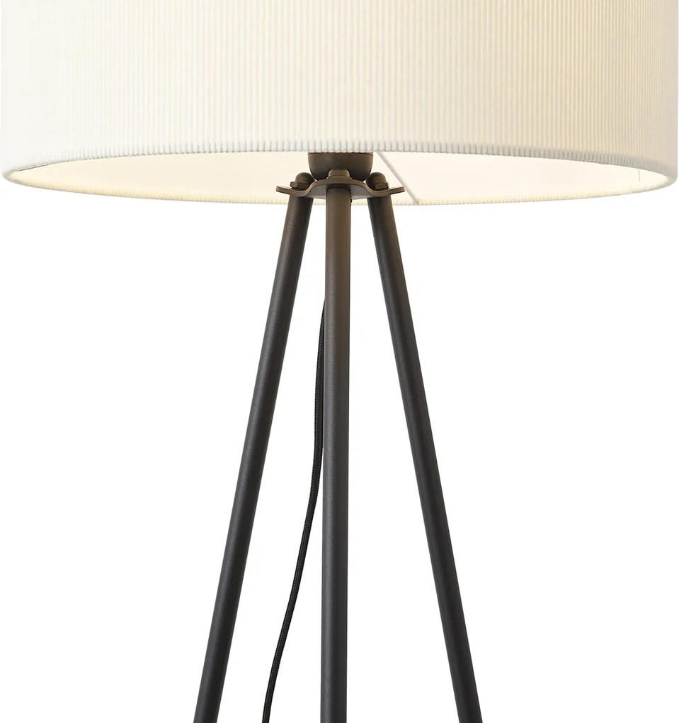Moderní stojací lampa na trojnožce bílá se sametovým stínidlem - Luz