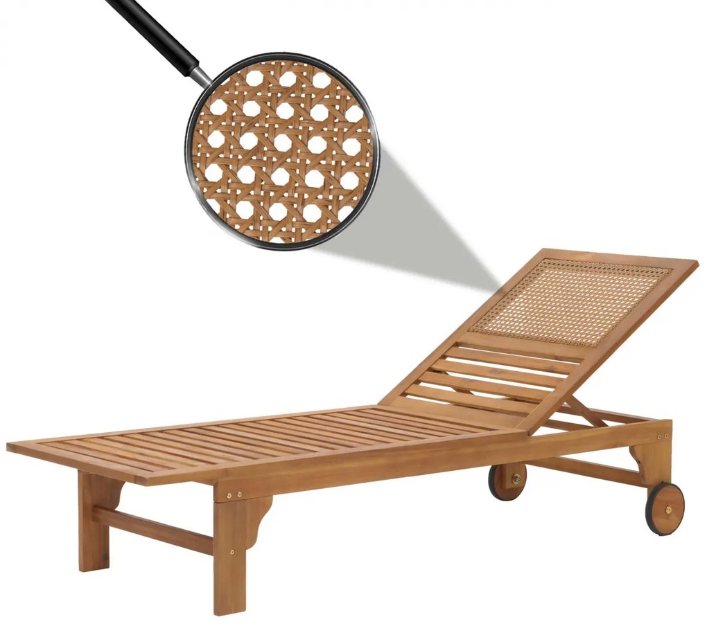 Zahradní lehátko HWC-N48, masivní akáciové dřevo