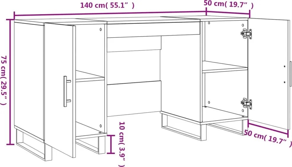 vidaXL Psací stůl 140 x 50 x 75 cm kompozitní dřevo [829578] Barva: dub sonoma