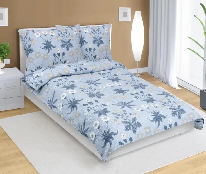 Bellatex Povlečení krepové Louka modrá rozměr 140x220, 70x90 cm