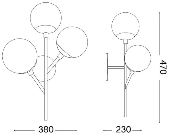 Ideal Lux - Nástěnná lampa KEPLER 3xE27/42W/230V černá/kouřová