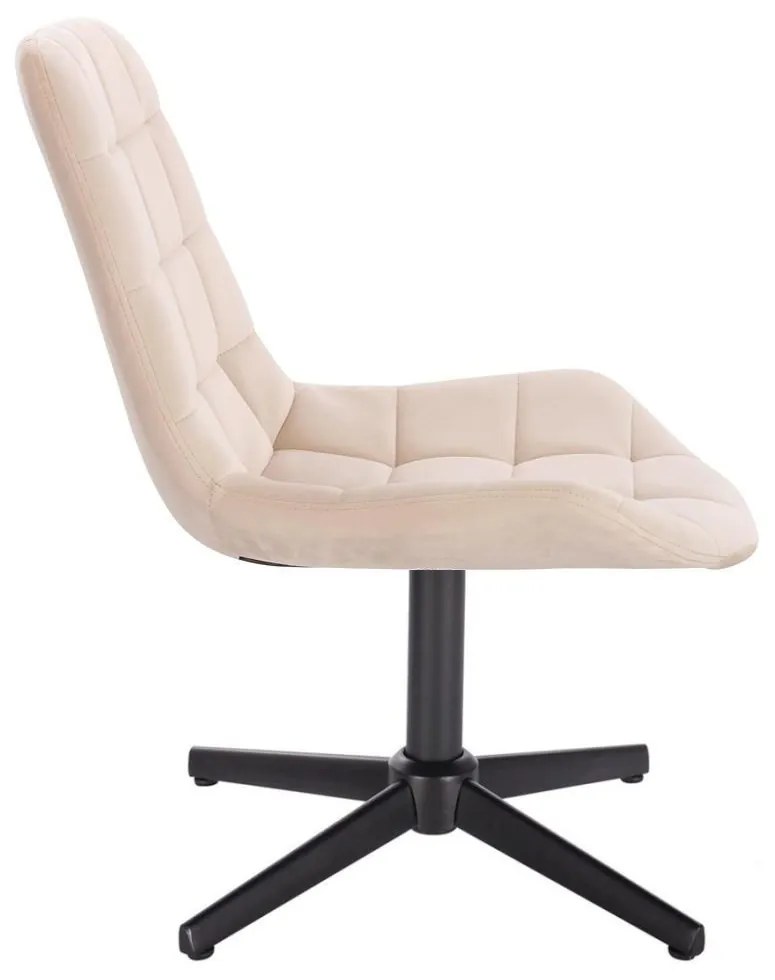 LuxuryForm DESIGN Otočná židle PARIS VELUR na černém kříži - krémová