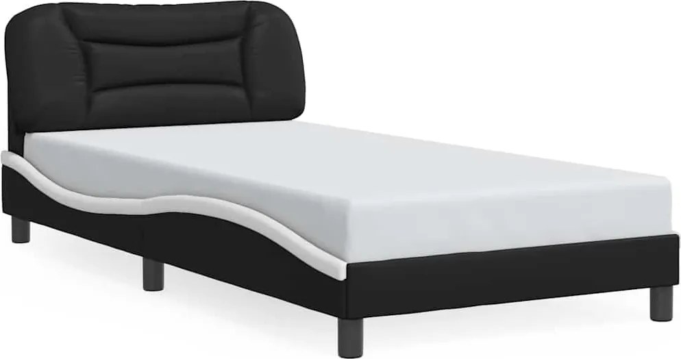 Rám postele bez matrace Hvar černý a bílý 100 x 200 cm umělá kůže 3207986