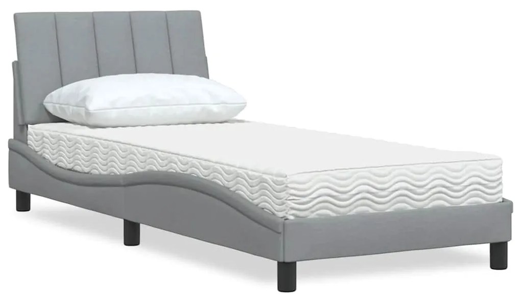 Postel s matrací Hanko světle šedá 90 x 190 cm textil 3310496