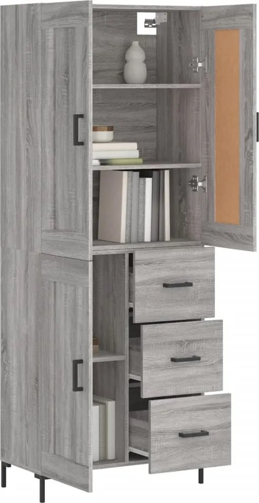 Skříň highboard šedá sonoma 69,5 x 34 x 180 cm kompozitní dřevo 3200007