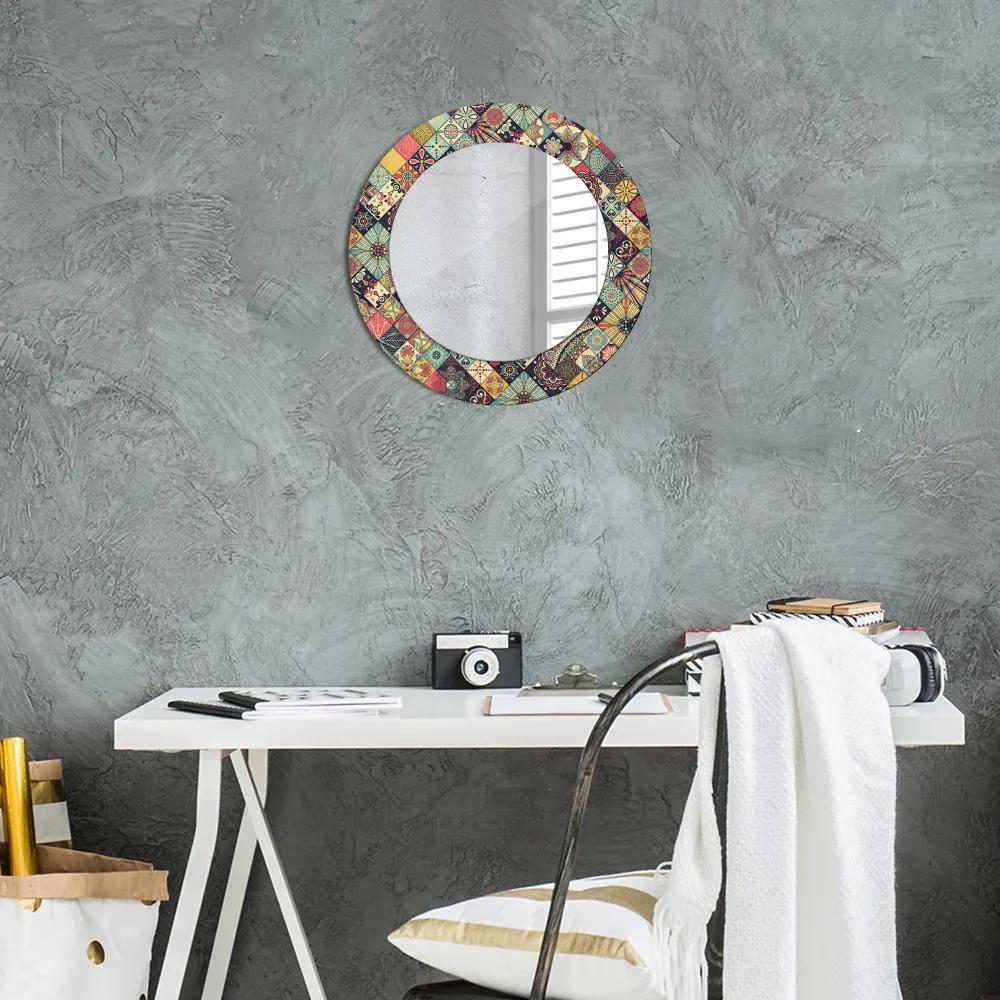 Kulaté dekorativní zrcadlo Etnický květinový fi 50 cm