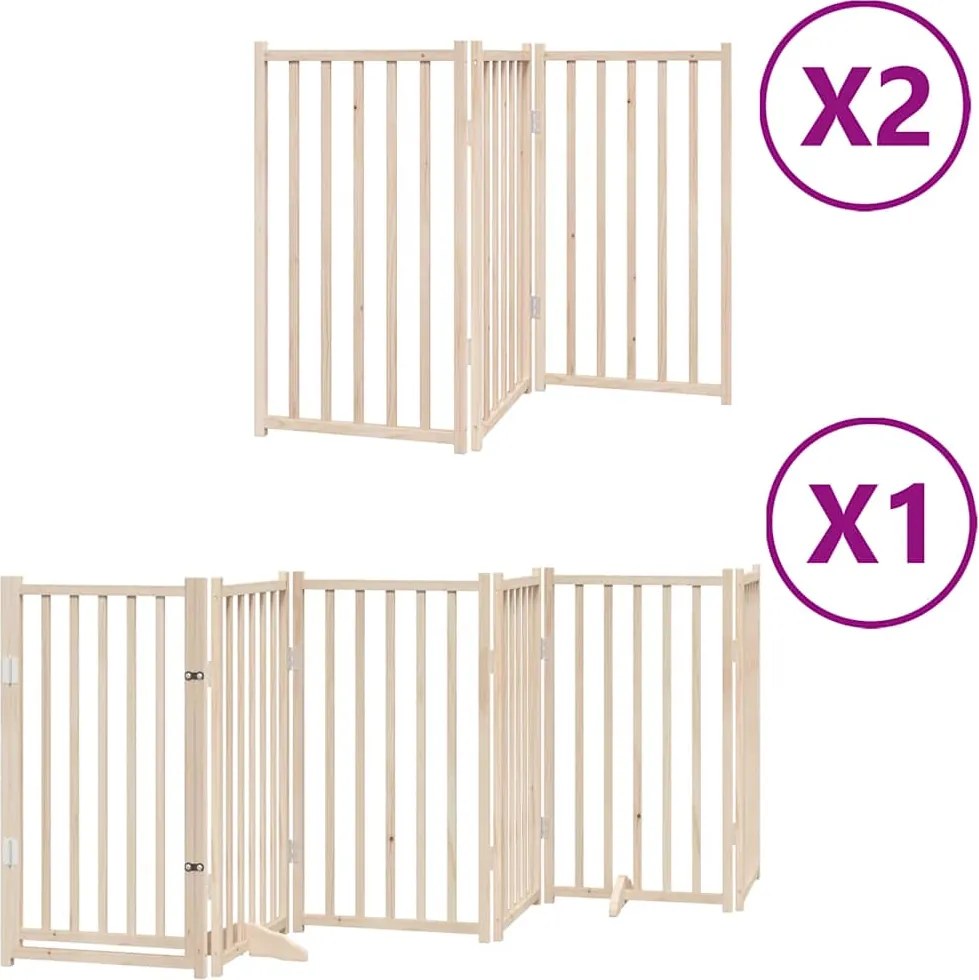 Zábrana pro psy s dvířky skládací 12 panelů 600 cm topol 3155701
