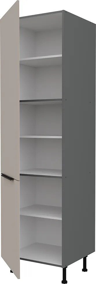 ARIA ta | vysoká skříňka 60 DK-215 2F potravinová s policemi | 60 cm | ANTI FINGERPRINT povrch | antracit/béžová