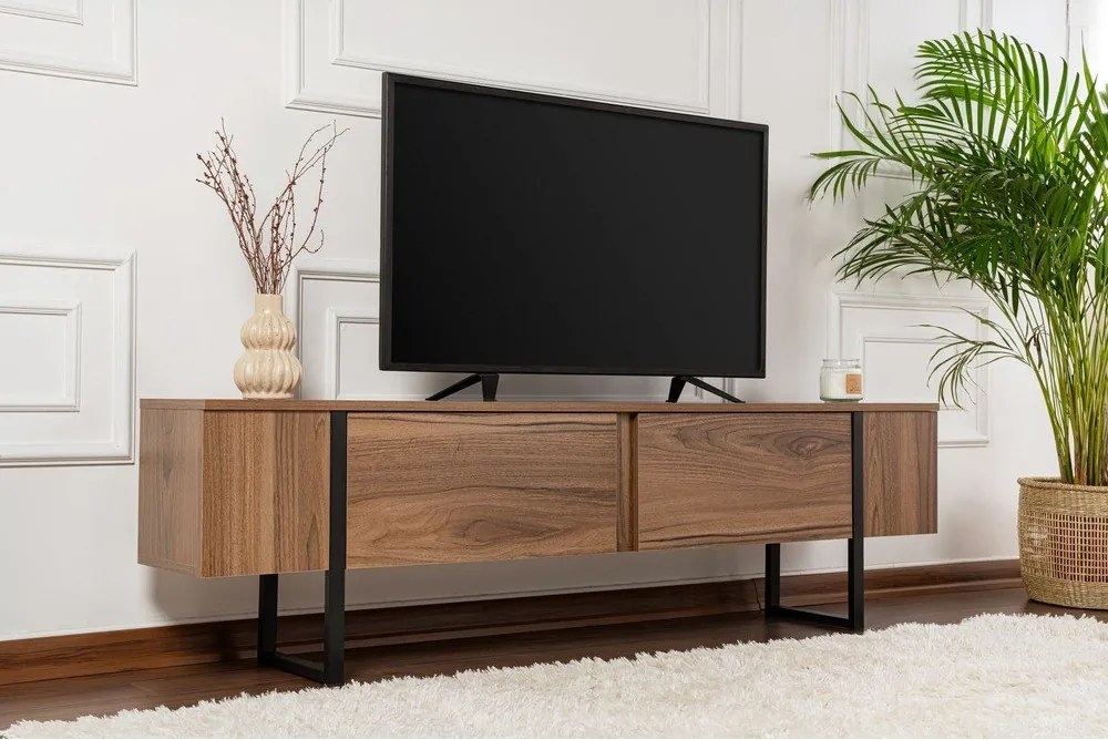TV stolek v dekoru ořechu v tmavě přírodní barvě 180x50x29,5 cm Serenity – Kalune Design
