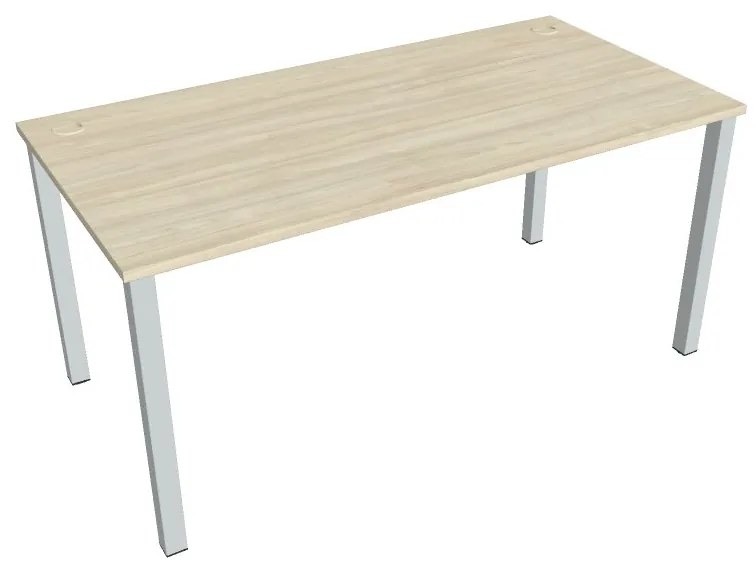 Stůl pracovní rovný 160 cm - Hobis Uni US 1600 Dekor stolové desky: akát, Barva nohou: Stříbrná