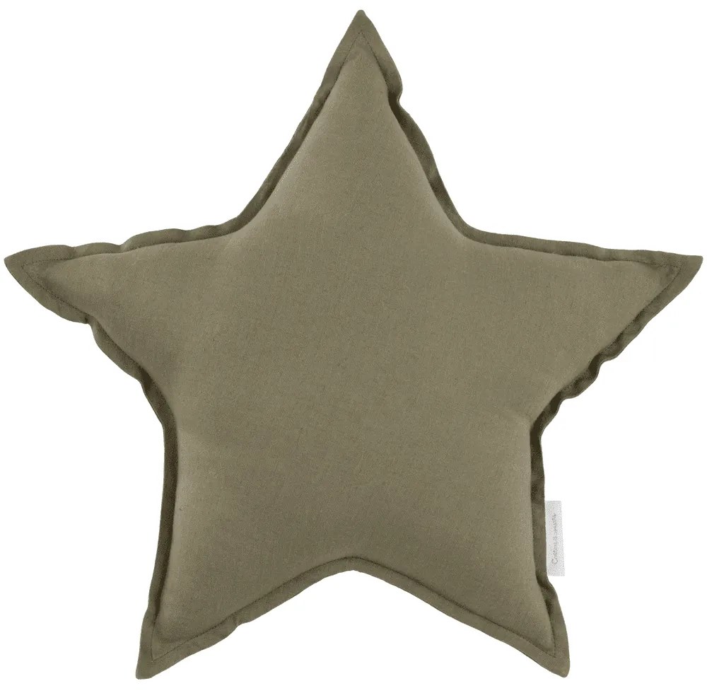 Lněný polštář hvězda olivová 50 cm