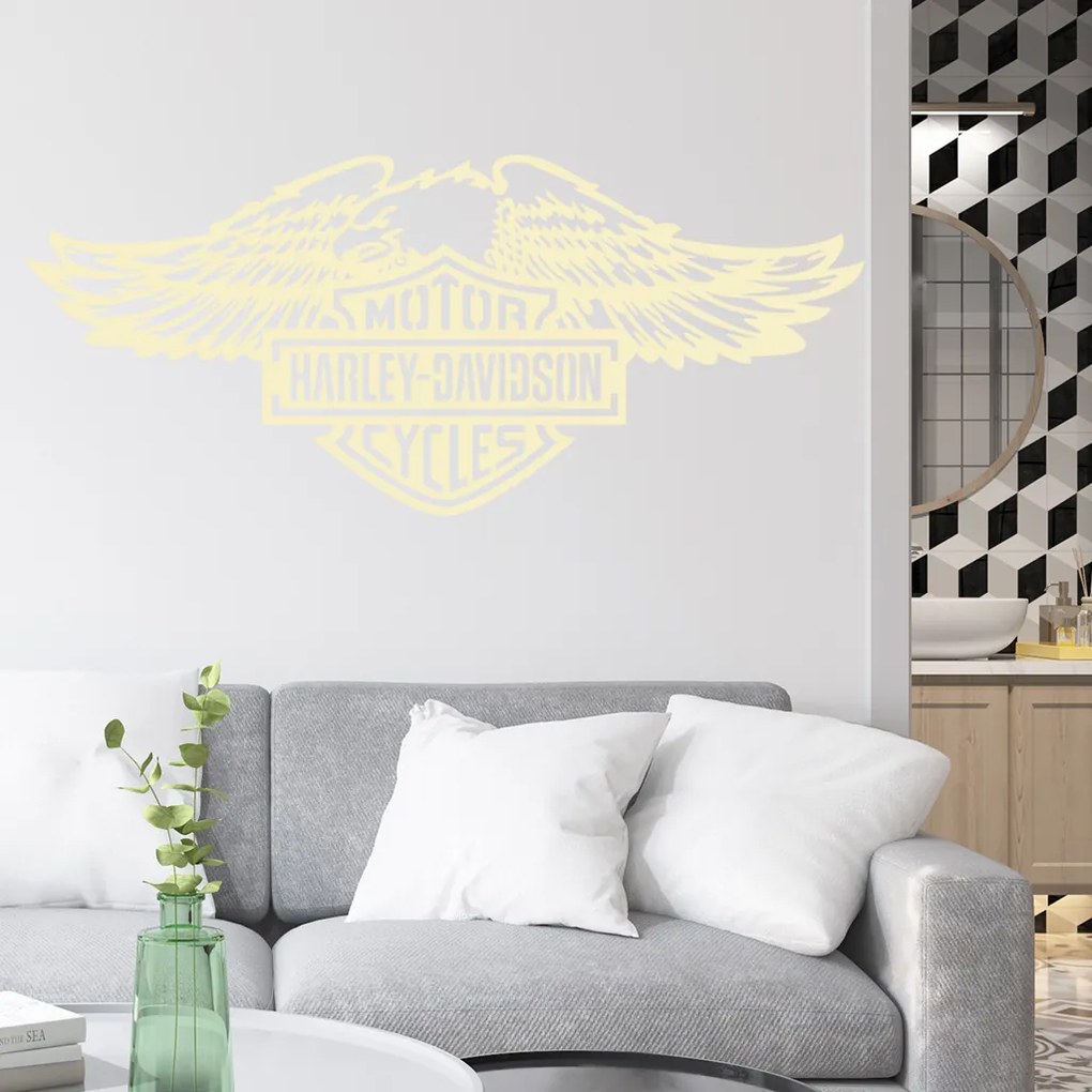 Živá Zeď Samolepka na zeď Harley Davidson orel Barva: béžová, Velikost: 60 x 26 cm