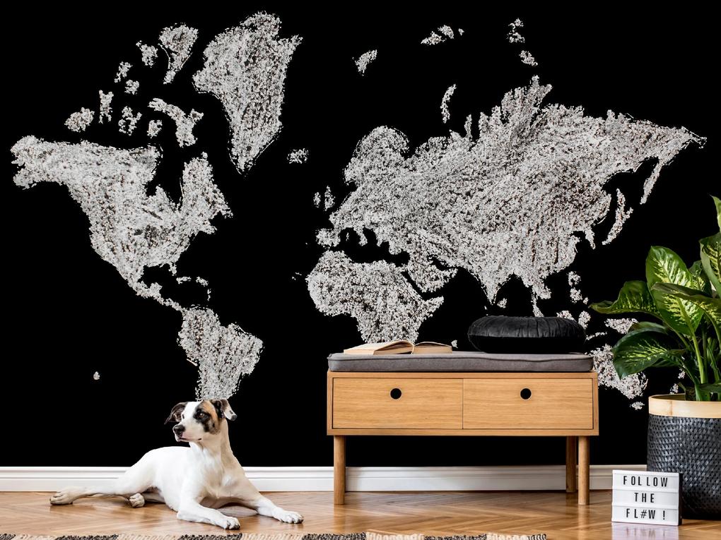 Liox Černobílá tapeta mapa světa