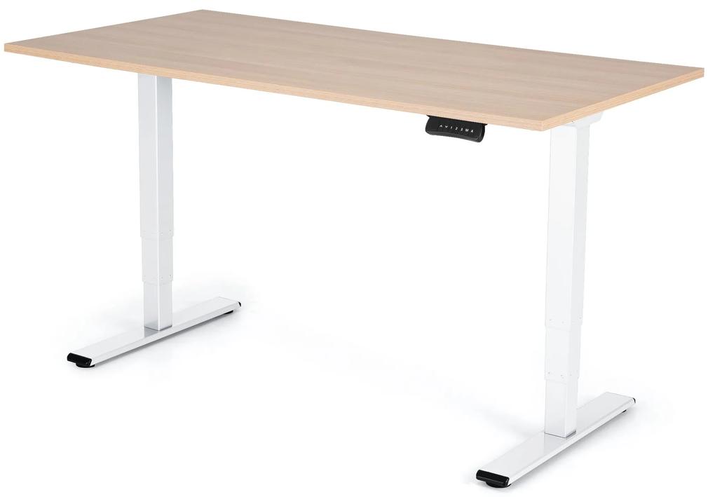 Výškově nastavitelný stůl Liftor 3segmentové nohy bílé,   deska 1600 x 800 x 25 mm dub sorano