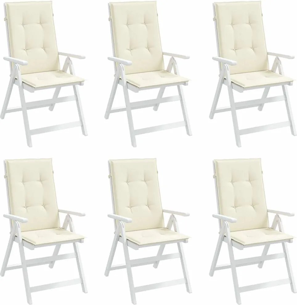 Podušky na židli vysoké opěradlo 6 ks krémové 120x50x3cm textil 314106