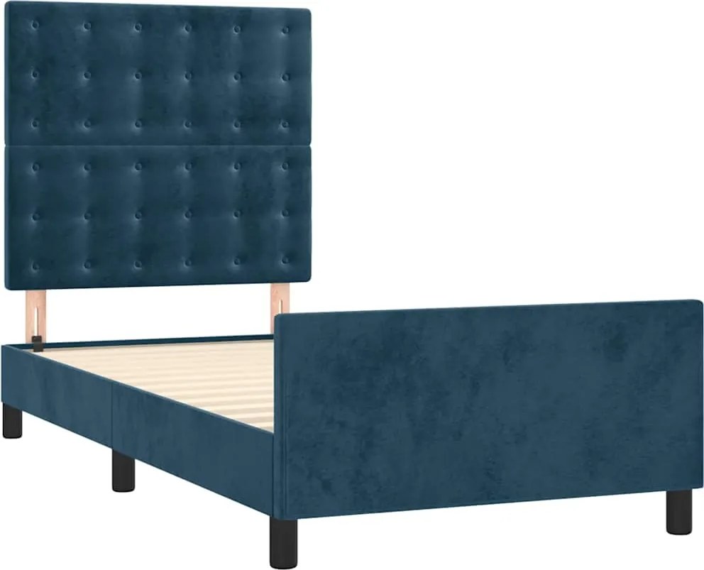 Rám postele bez matrace tmavě modrý 90x200 cm samet 3125981