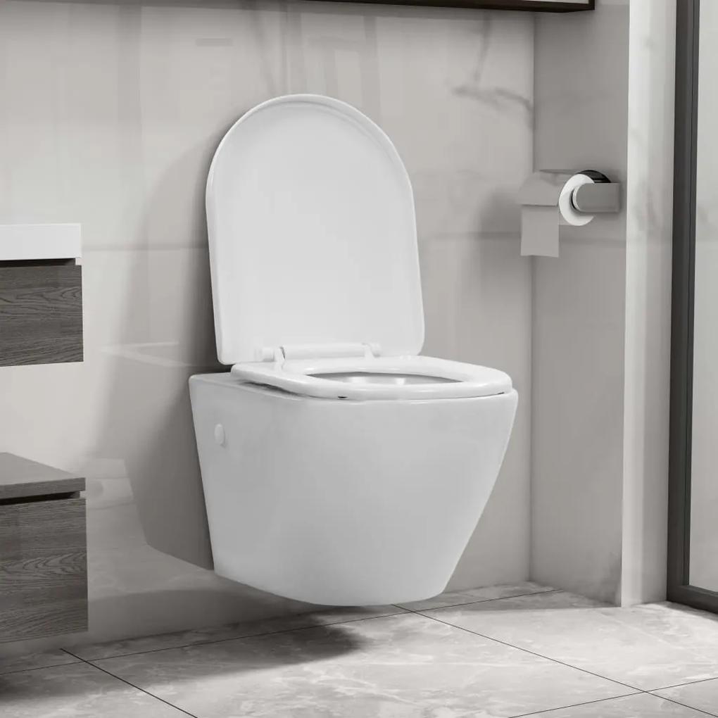 145237 vidaXL Závěsné WC bez okraje keramické bílé