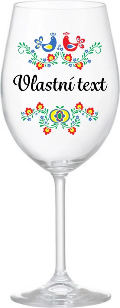 Personalizovaná čirá sklenice s folklórním vzorem