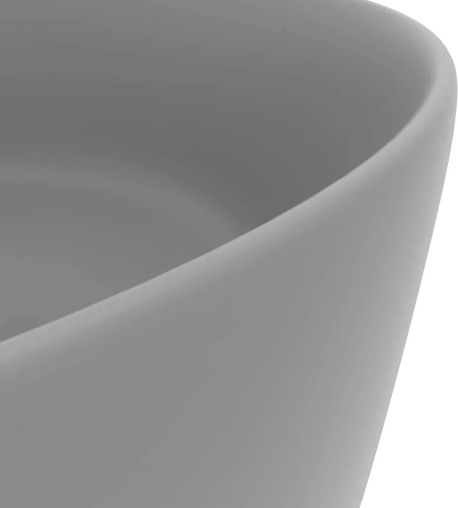 Luxusní umyvadlo kulaté matné světle šedé 40 x 15 cm keramické 147015