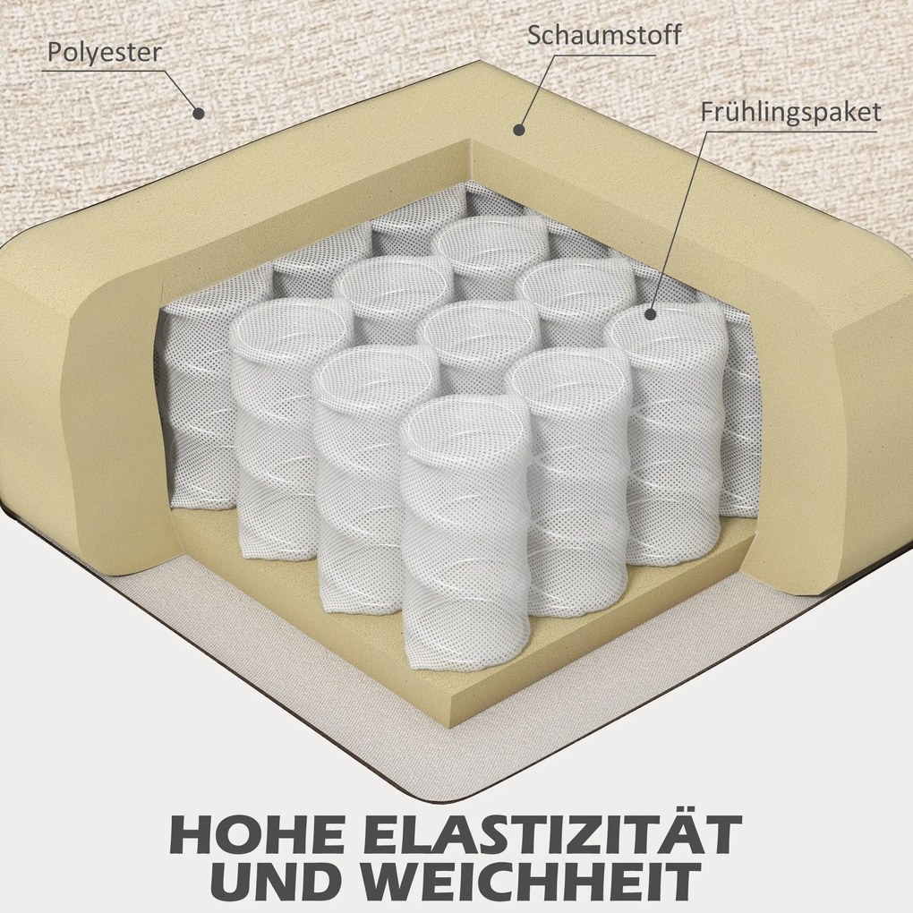 Kuchyňská pohovka HOMCOM 2místná béžová 134Š x 71D x 82V cm se silnými sedáky a opěradly, pružinové jádro, dřevěné nohy a protiskluzové nožky, sameto…