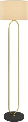 HOMCOM Stojací lampa s lněným stínidlem a objímkou E27, moderní styl, nožní spínač pro obývací pokoj a ložnici, 156 cm, zlatá a černá