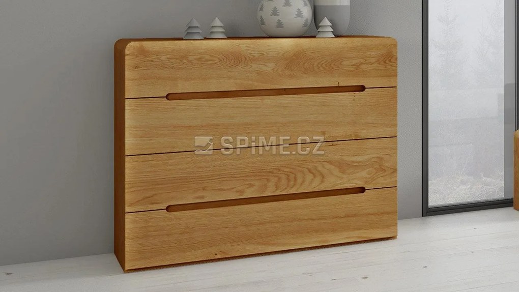 Dřevěná komoda z masivu LAGO 4x zásuvka