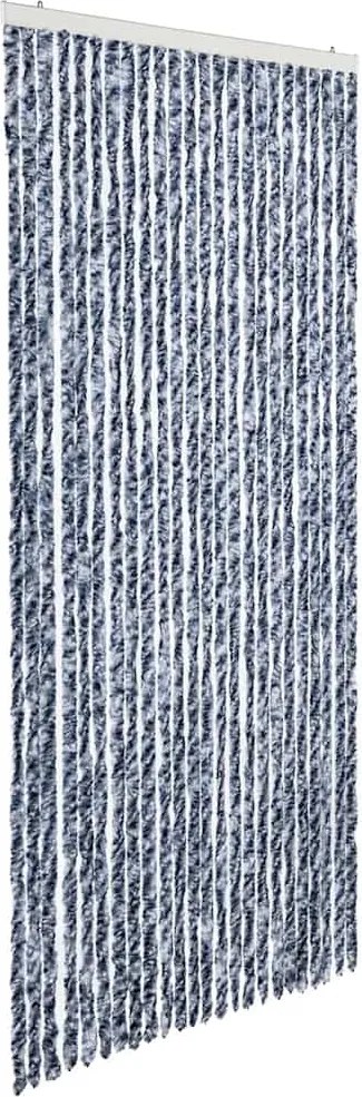 Závěs proti hmyzu modrý, bílý a stříbrný 100 x 220 cm Chenille 284275