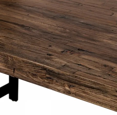 Jídelní stůl 180x90x76 MDF borovice kovové nohy černý lak HT-536 PINE