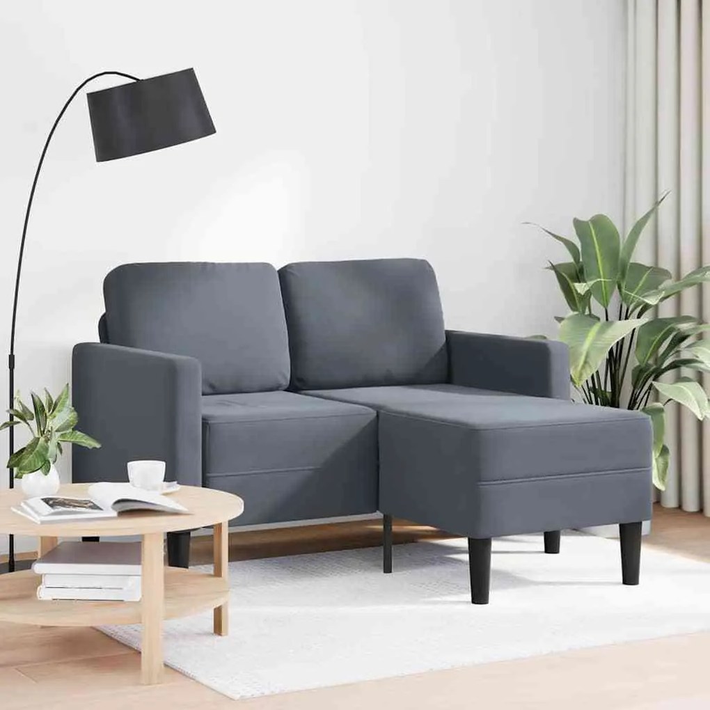 vidaXL Dvoumístná pohovka s lehátkem ve tvaru L 125 cm samet [4107072] Barva: Tmavě šedá