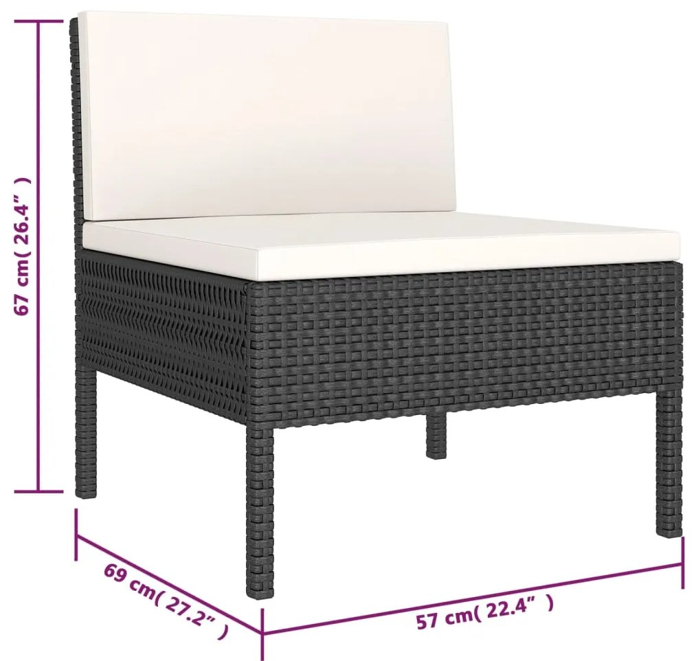 vidaXL Marketos 6dílná zahradní sedací souprava s poduškami polyratan černá