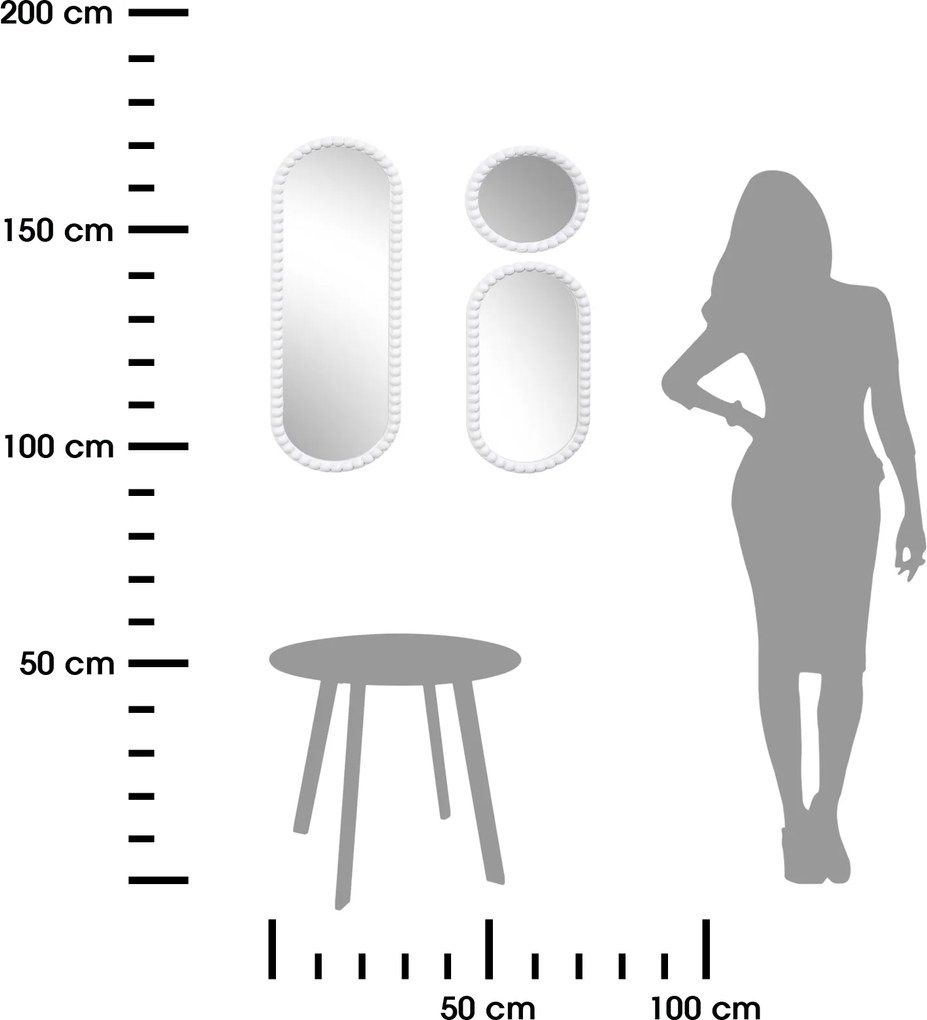 Zrcadlo Pebble, bílé, sada 3ks