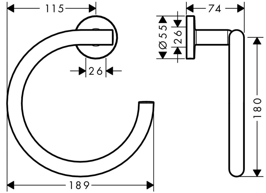Hansgrohe Logis Universal, kruh na ručník, chromová, HAN-41724000