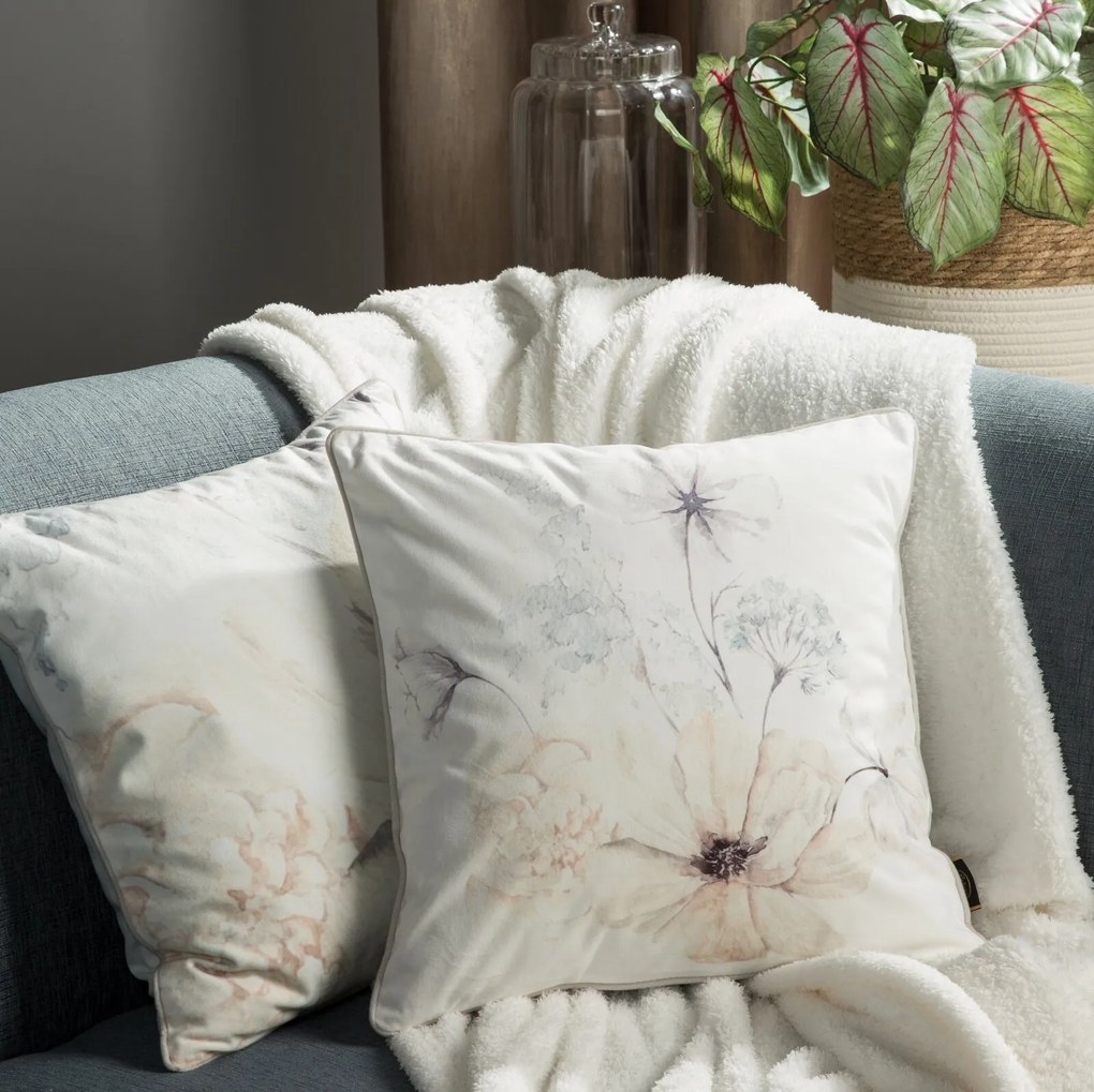 DEKORAČNÍ POVLAK NA POLŠTÁŘ VELVET 127 45X45 CM KVĚTY