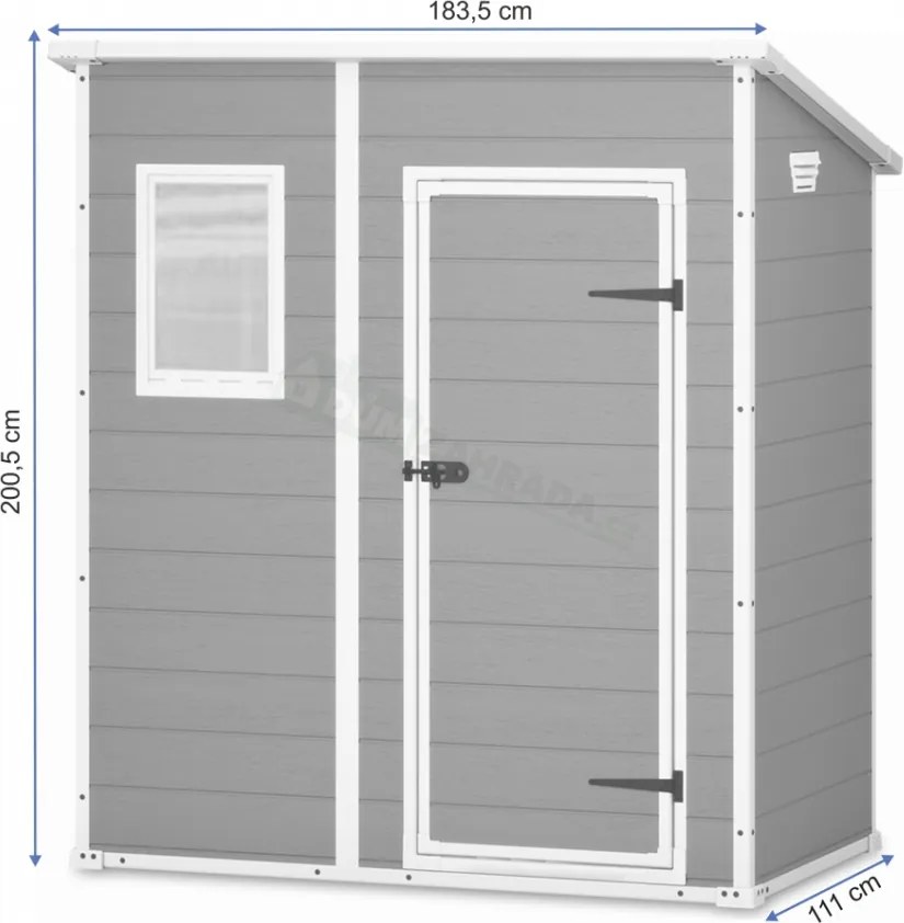 Zahradní domek Keter Manor Pent 6x4 - 183,5 x 111 x 200,5 cm - Grey