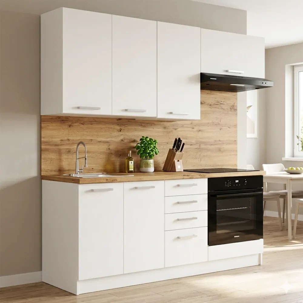 Levná kuchyňská linka EKO WHITE | 180 cm | bílá mat