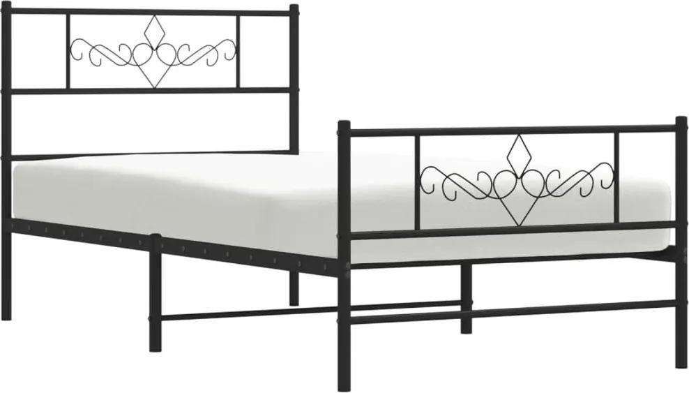 vidaXL Kovový rám postele s hlavovým a nožním čelem 107 x 203 cm [355281] Barva: Bílá