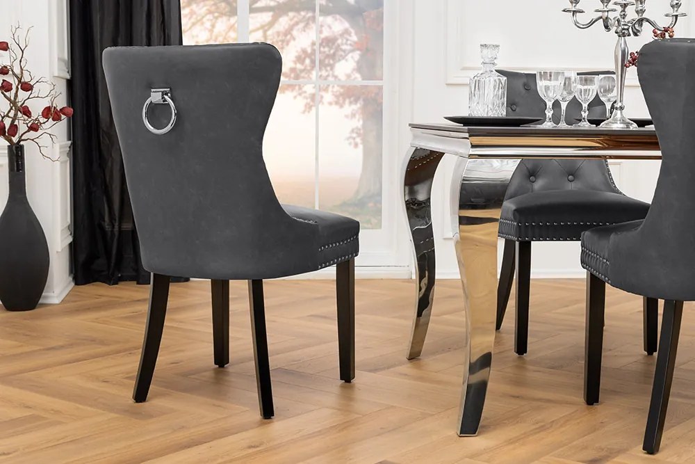 Designová židle Queen černo-šedá ekokůže