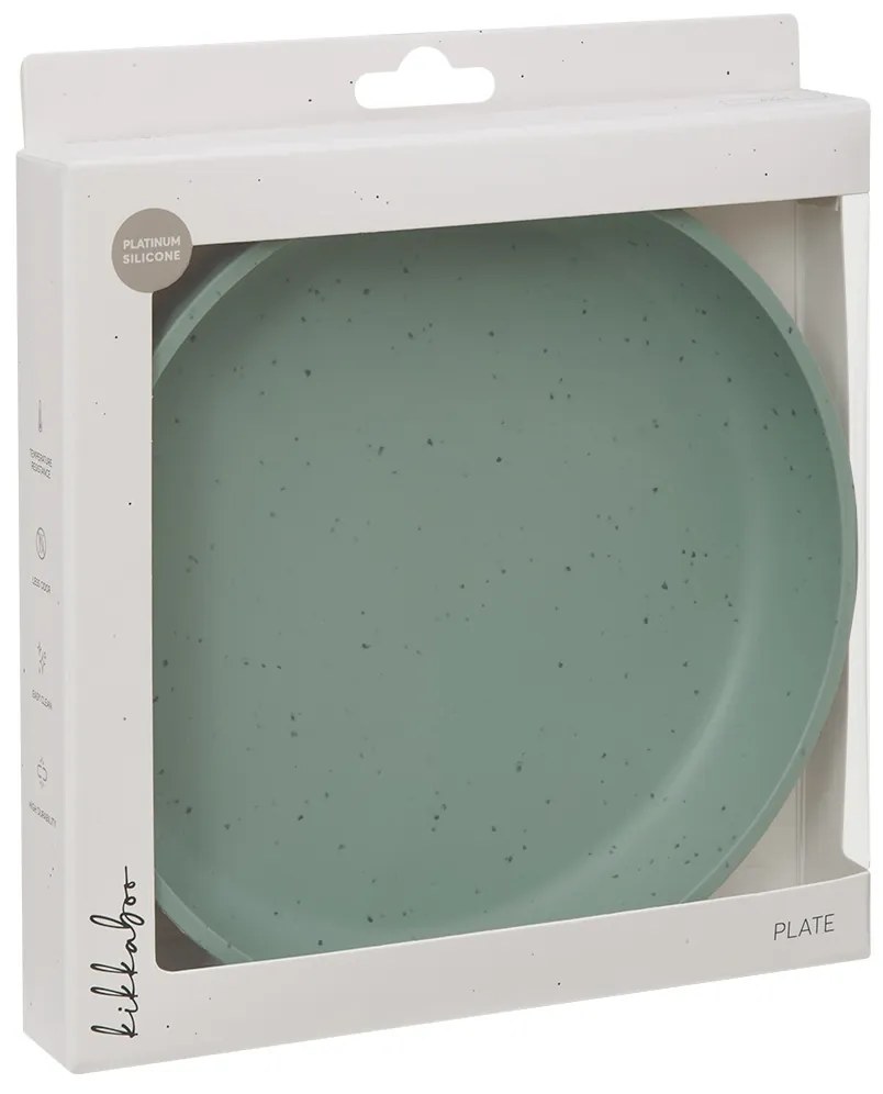 KikkaBoo Talíř Platinum Silicone Sage