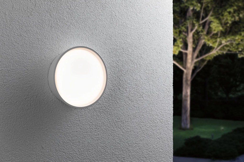 P 94697 LED venkovní nástěnné svítidlo Platomo IP44 kruhové 180mm 3000K 14,5W 230V bílá umělá hmota - PAULMANN