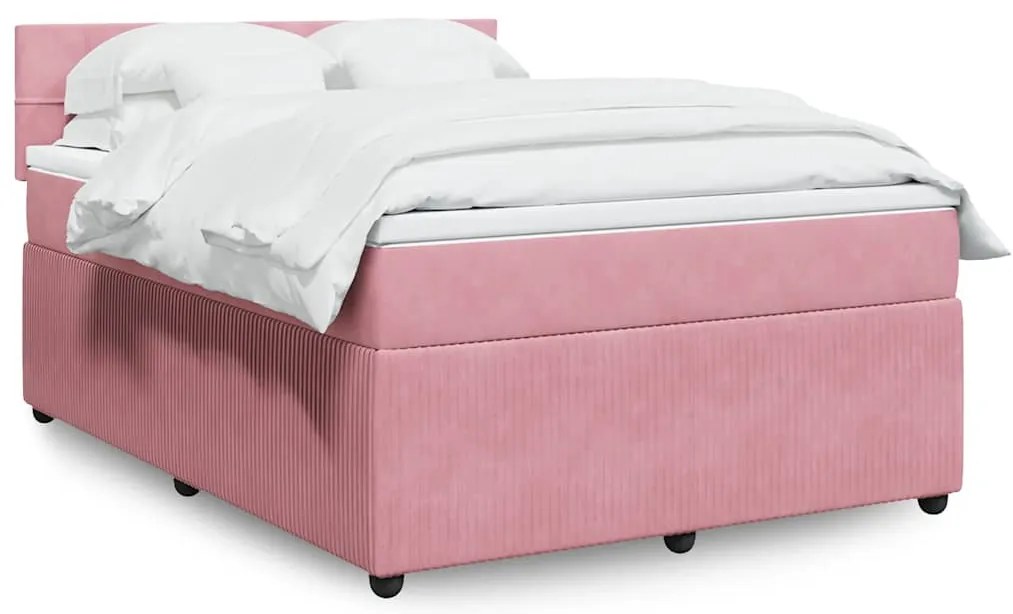 Box spring postel s matrací růžová 140x200 cm samet 3290063