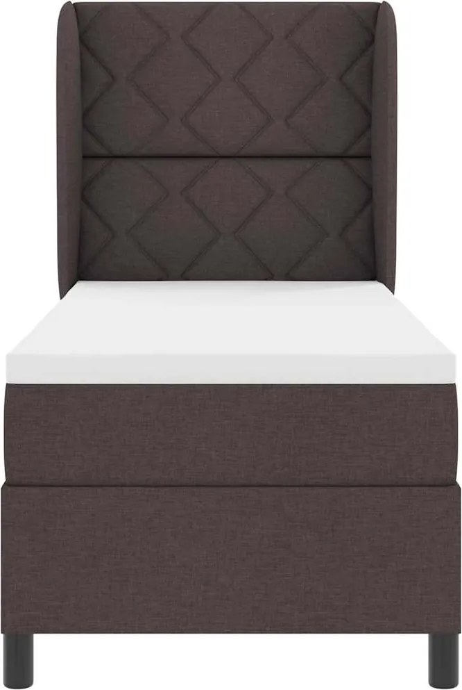 Postel s boxspringem s čelo Tmavě hnědá 80 x 200 cm textil 3340595
