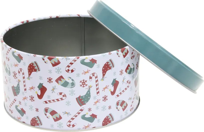 VERK GROUP Sada 3 ks plechových vánočních kulatých boxů X-MASS