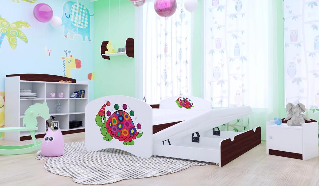 Svět pokojů Dětská postel Kevin pro dvě děti - barevná želva + matrace zdarma Barva: Zelená, Rozměr: 200x90 cm (+750 Kč), Zábrana: NE