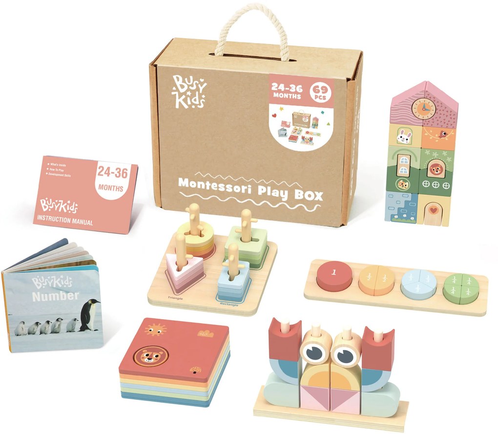 Busykids montessori edukační box pro děti, 24 - 36měsíců