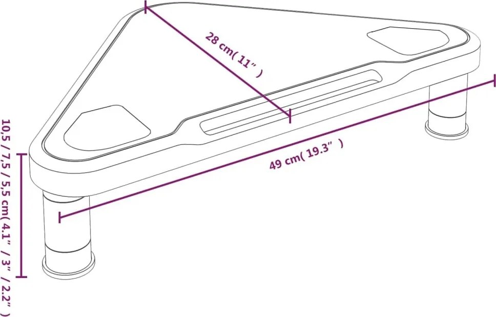 vidaXL Rohový stojan na monitor černý 49 x 28 x 10,5 cm [51723]