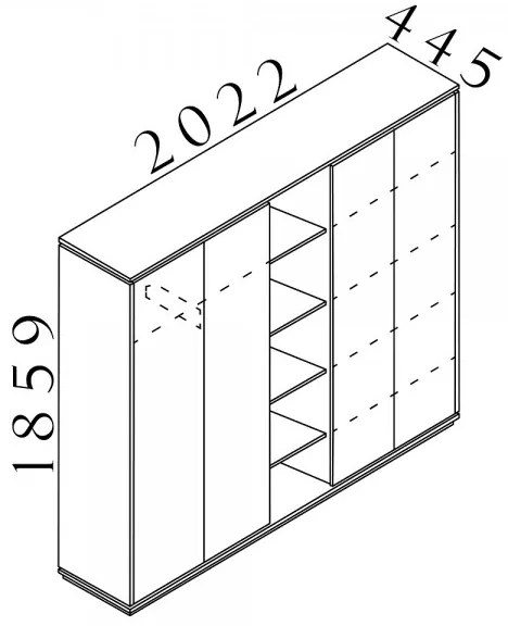 Vysoká šatní skříň Creator 202,2 x 44,5 x 185,9 cm / Antracit a bílá