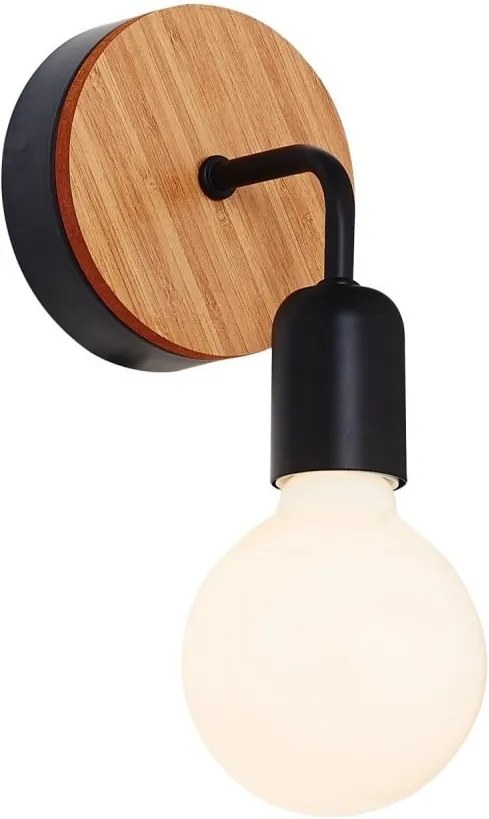 Černé nástěnné svítidlo s dřevěným detailem Homemania Valetta