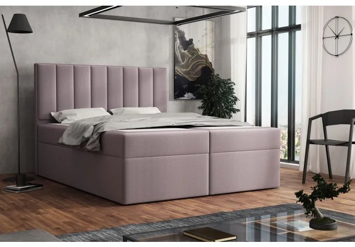 Čalouněná postel boxspring 140x200 SAMANTA - růžová 2